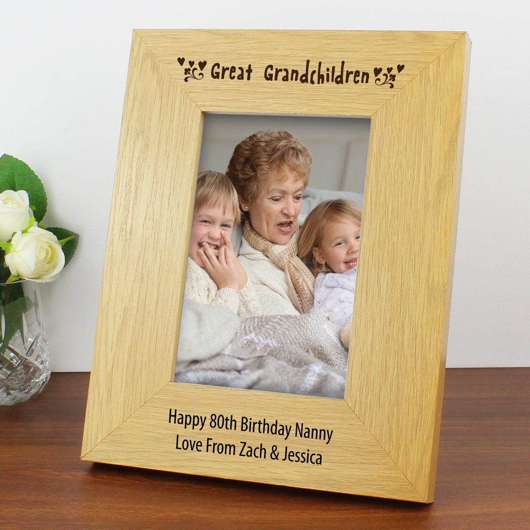 Personalised Great Grandchildren 6x4 Oak Finish Photo Frame - Perfect ...