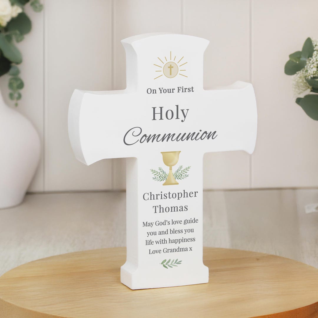 Personalised Holy Communion Cross Wooden Ornament - Perfect Birth Gift ...