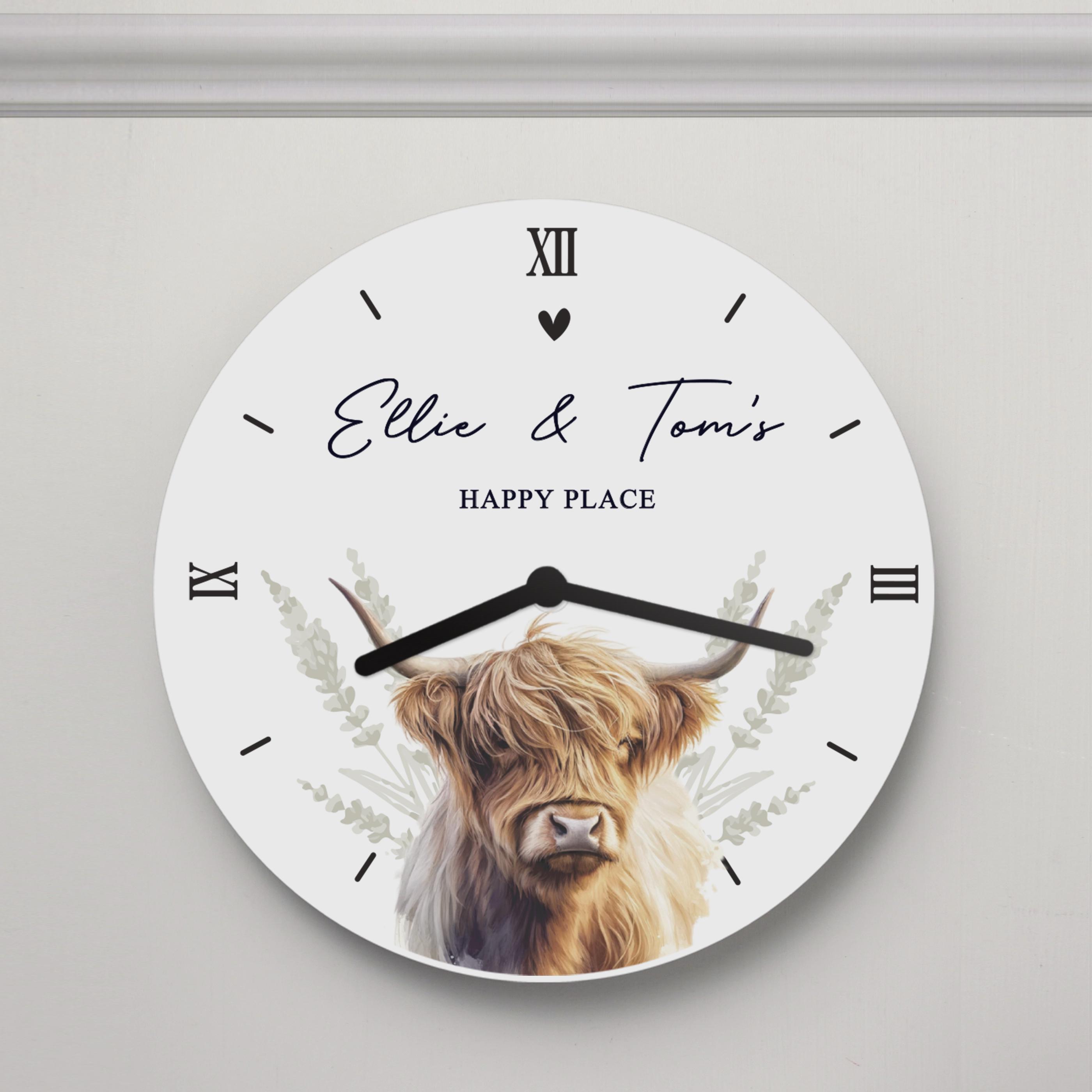 Personalised Highland Cow Wooden Clock - Perfect Home Decor Gift ...