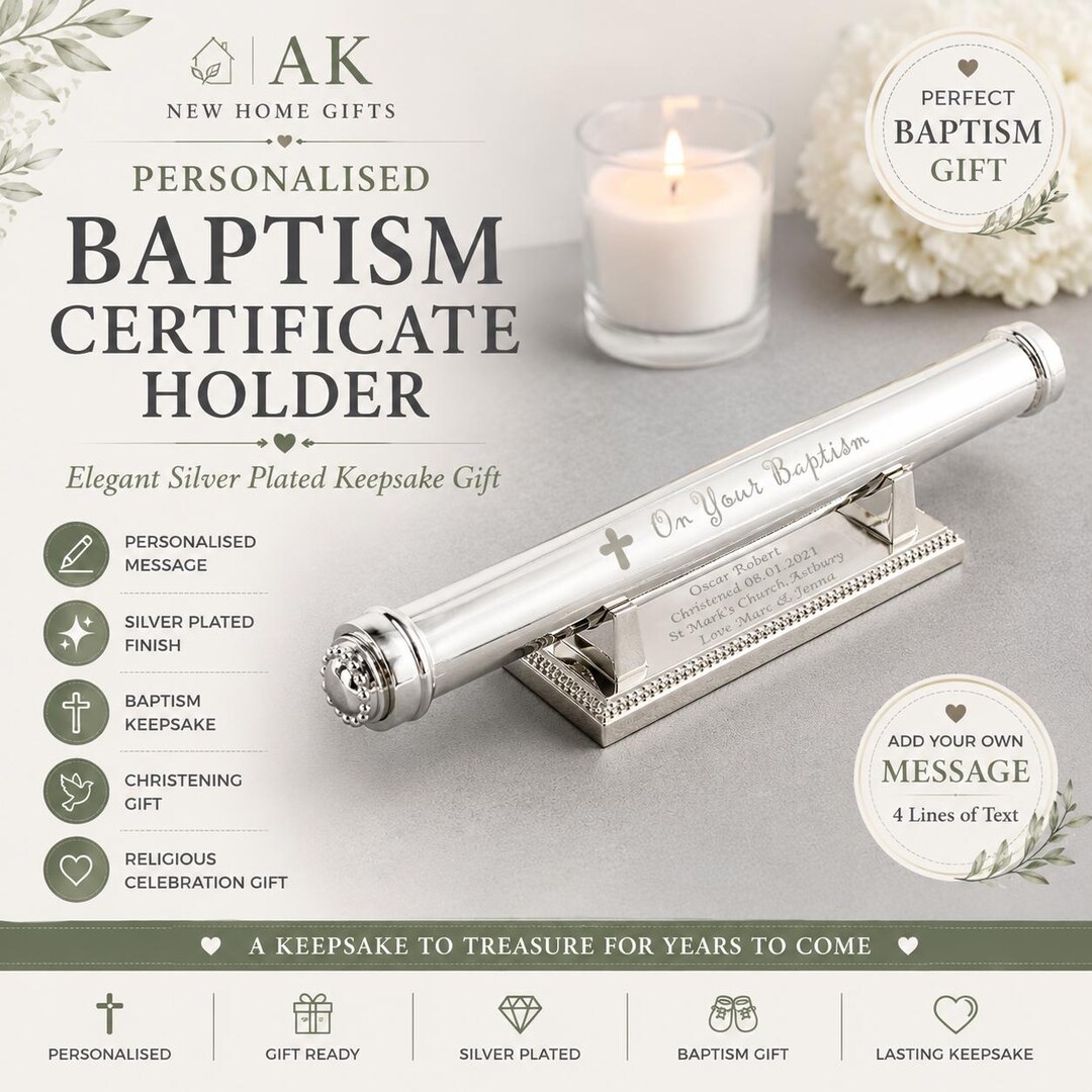 Personalised Baptism Certificate Holder | Silver Plated Baptism Gift ...
