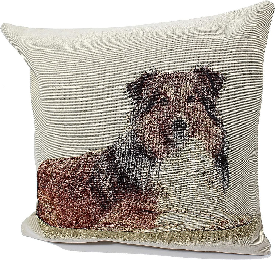Peggy Wilkins 18 X 18 Lassie the Collie Tapestry Filled Cotton Cushion ...