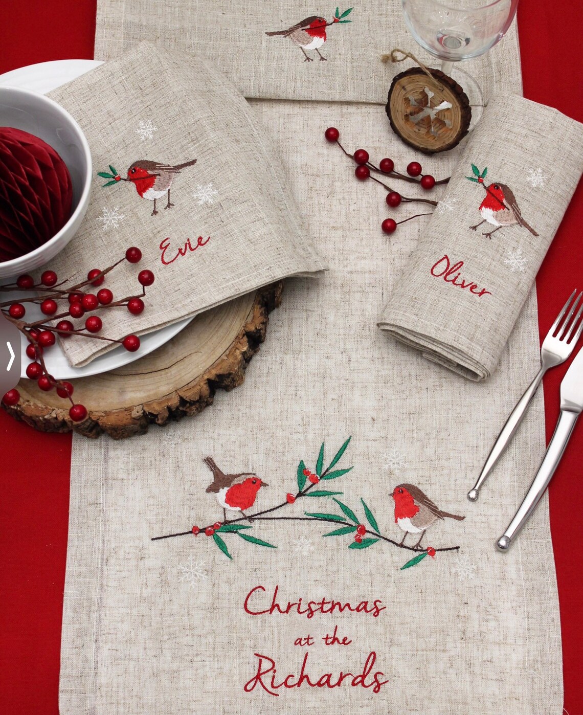 Peggy Wilkins Personalised Embroidery Robin Festive Christmas - Etsy