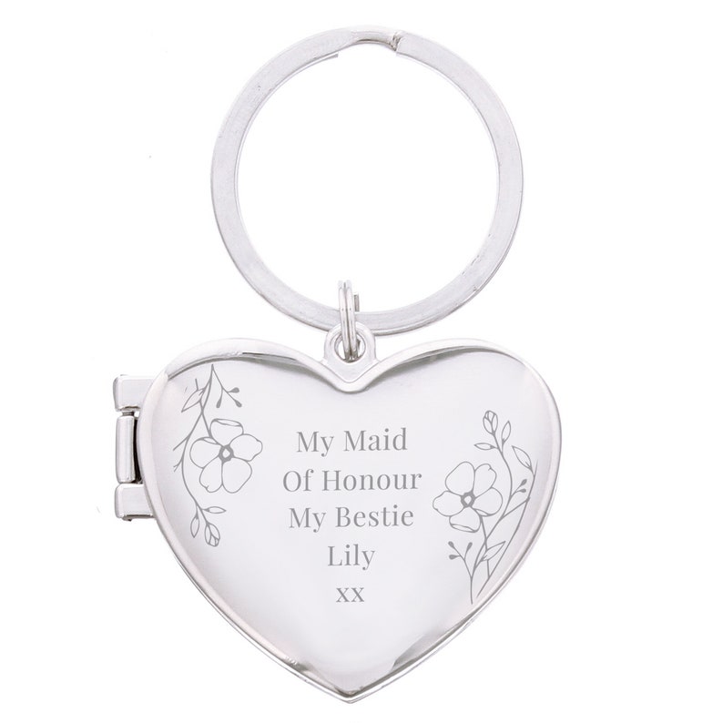 Personalised Floral Heart Photo Frame Keyring - Etsy