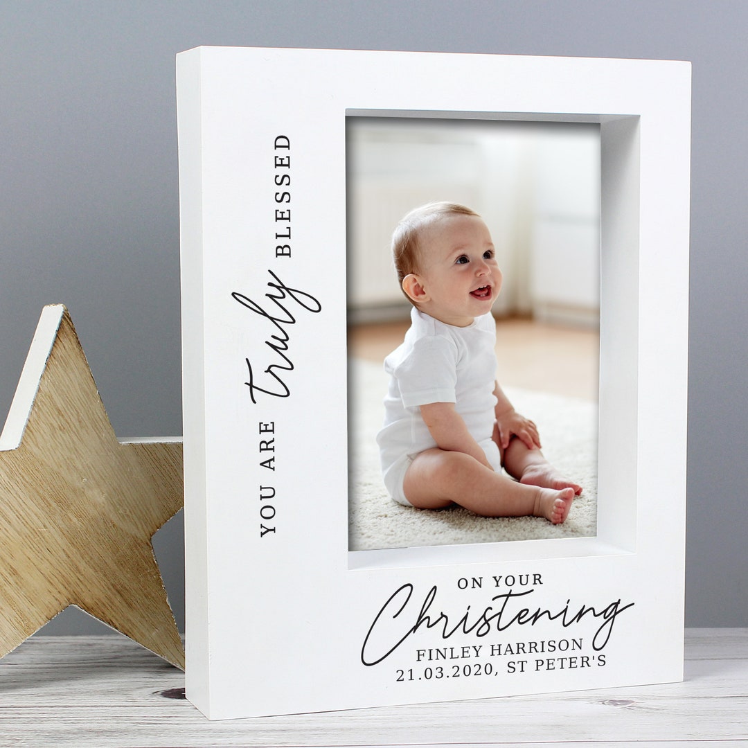 Personalised 'truly Blessed' Christening 5x7 Box Photo Frame - Perfect ...