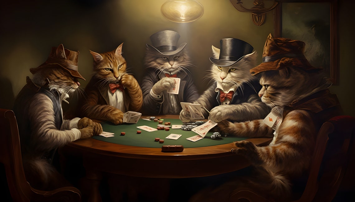 Samsung Frame Art, Cats Playing Poker - Etsy