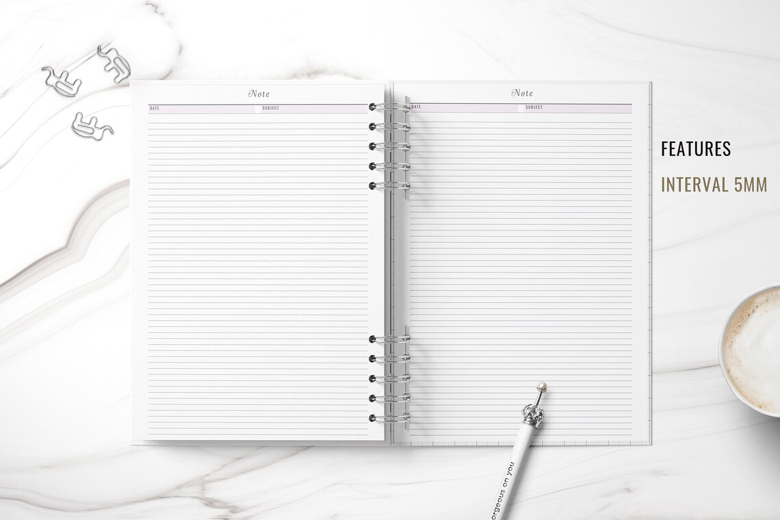 Printable Lined Lecture Note A5 A4 US Letter Half Letter - Etsy