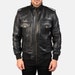 Agent Shadow Black Leather Bomber Jacket - Etsy