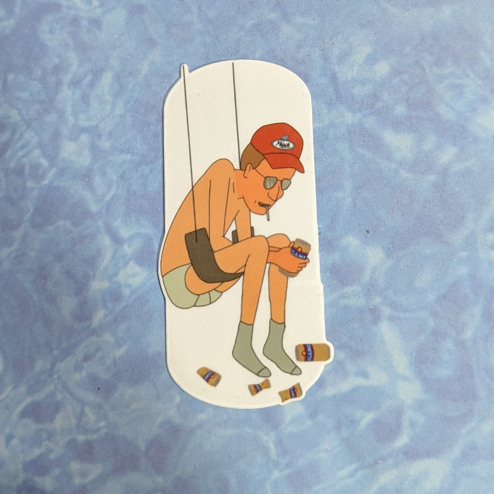 King of the Hill Dale Gribble Sad on Swing 3 Inch Waterproof ...