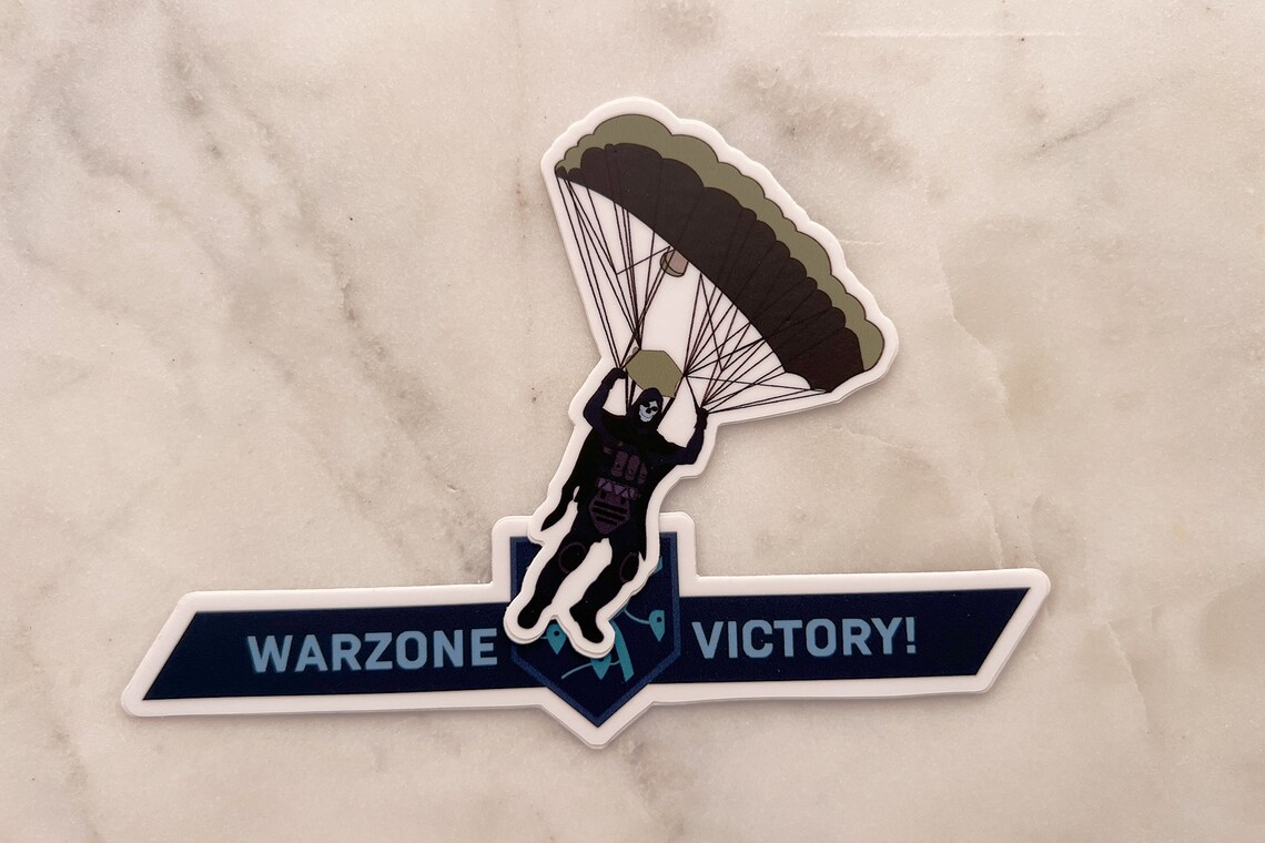 Warzone Victory & Ghost Parachute Sticker Bundle Water Bottle Sticker ...
