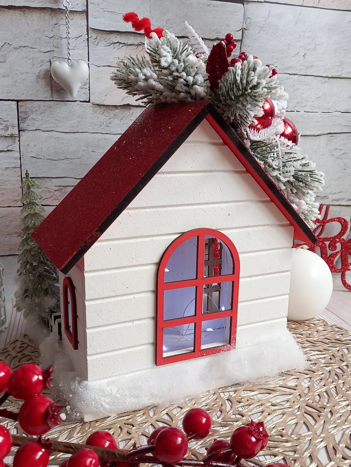 Christmas Wooden House With Lights Christmas Mini House - Etsy