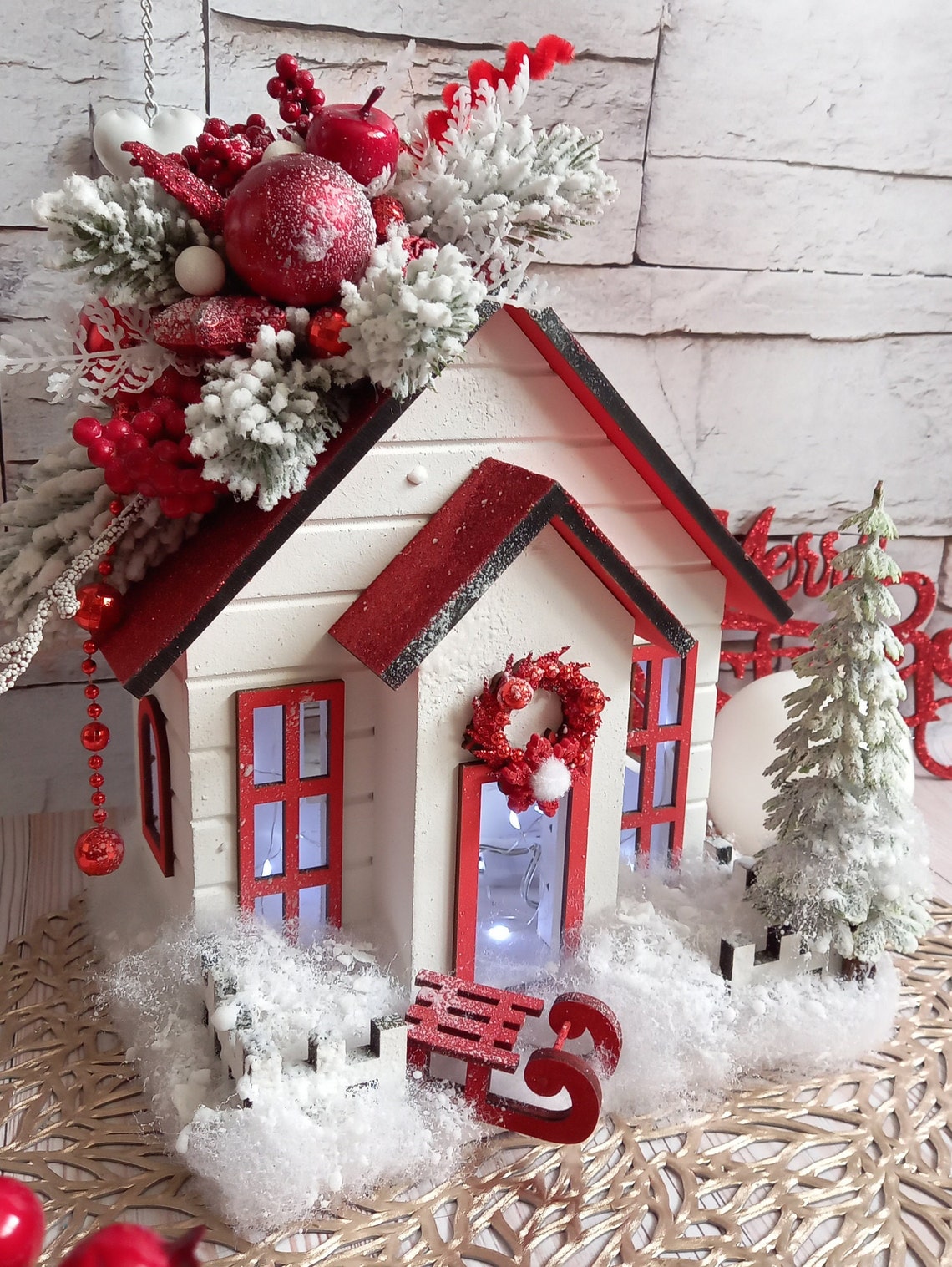 Christmas Wooden House With Lights Christmas Mini House - Etsy