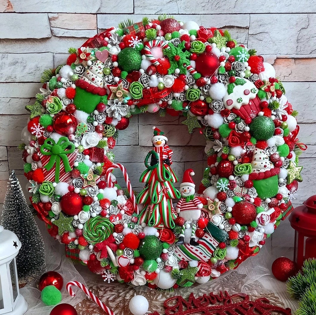 Lighted Christmas Wreath, Christmas Wreath With Lights for Front Door ...