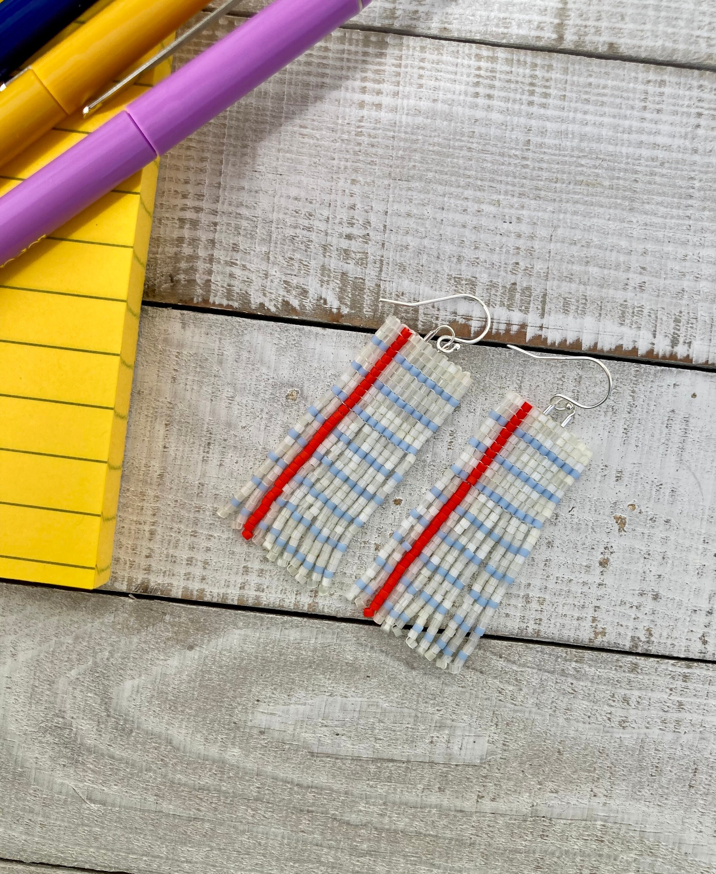 Notebook Paper Fringe Earrings in Rectangle or Triangle Base - Etsy