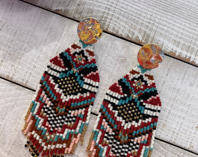 The NAVARRO - Southwestern Beaded Fringe Earrings - Etsy