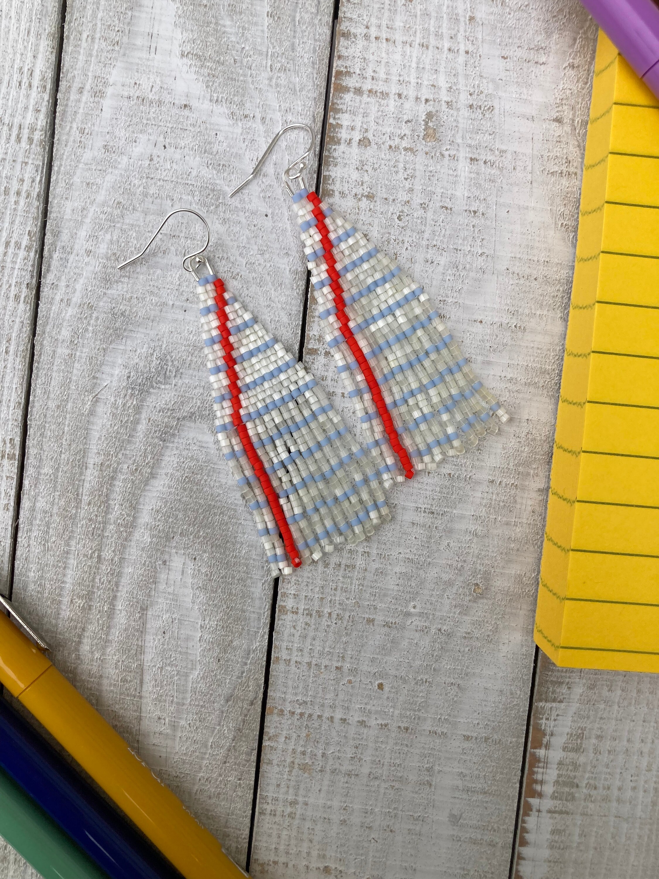 Notebook Paper Fringe Earrings in Rectangle or Triangle Base - Etsy