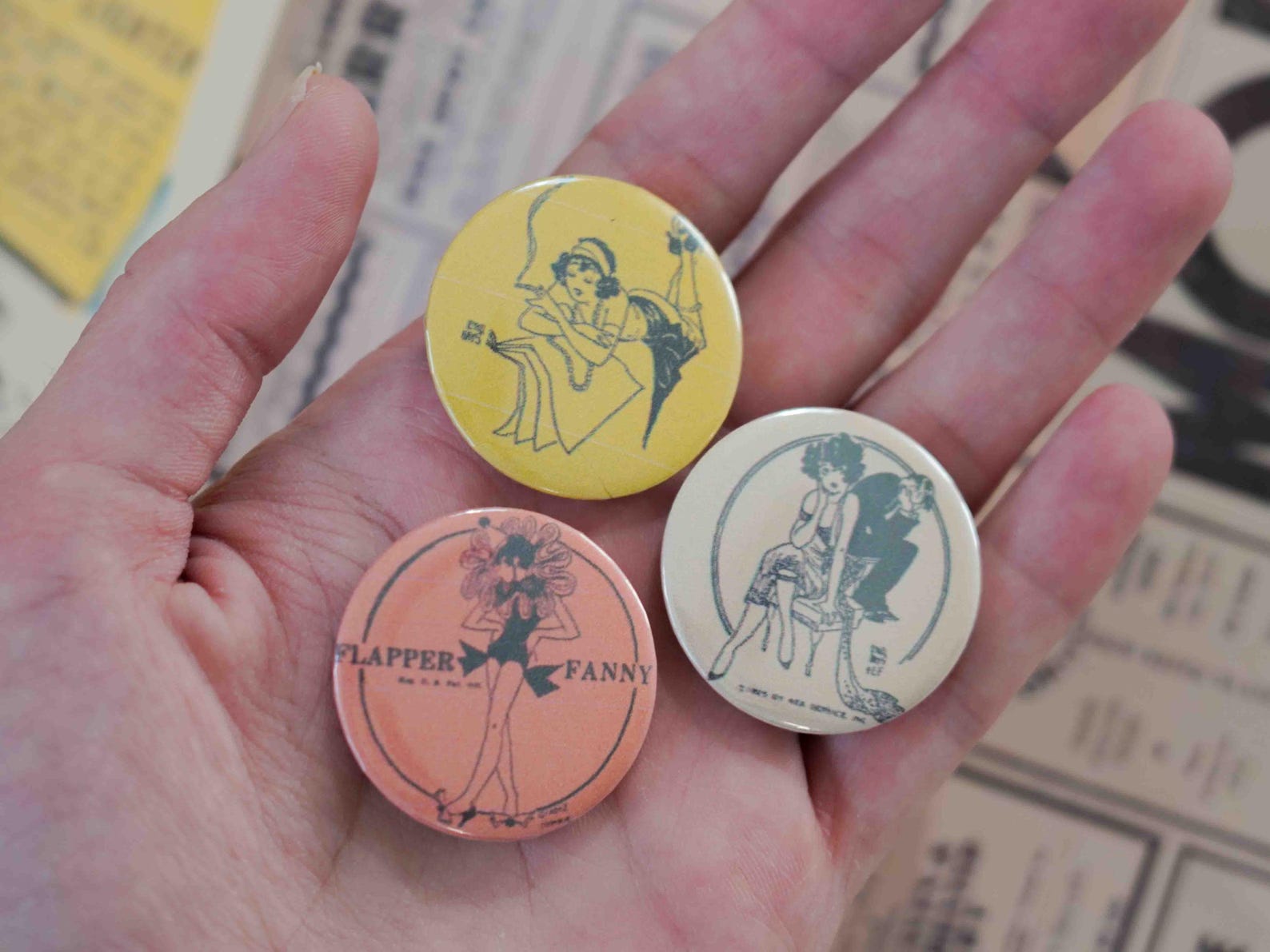 Vintage Flapper Fanny Inspired 1920s Pinback Button - Etsy