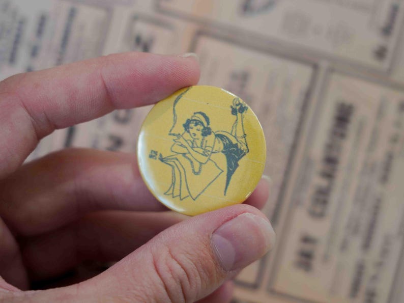 Vintage Flapper Fanny Inspired 1920s Pinback Button - Etsy