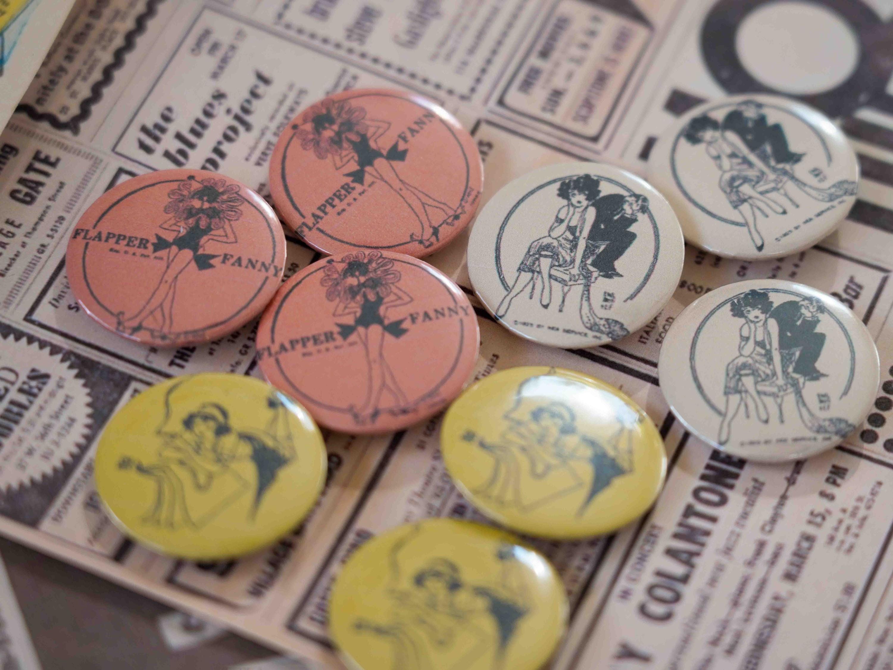 Vintage Flapper Fanny Inspired 1920s Pinback Button - Etsy