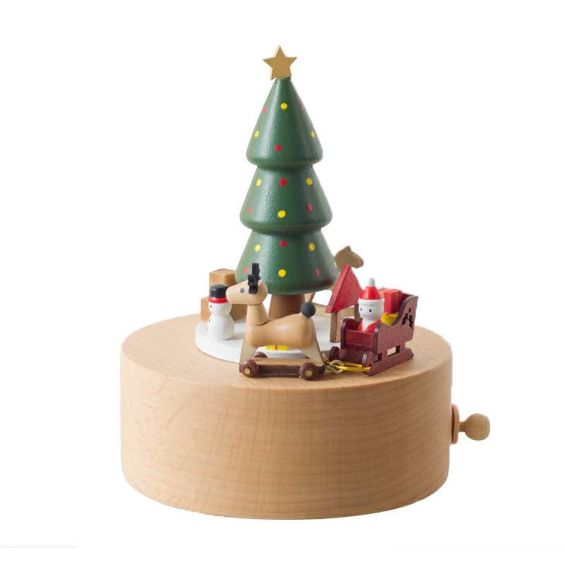 Christmas Wooden Music Box/ Baby Toddler Gift/ Wind Up/christmas Tree ...