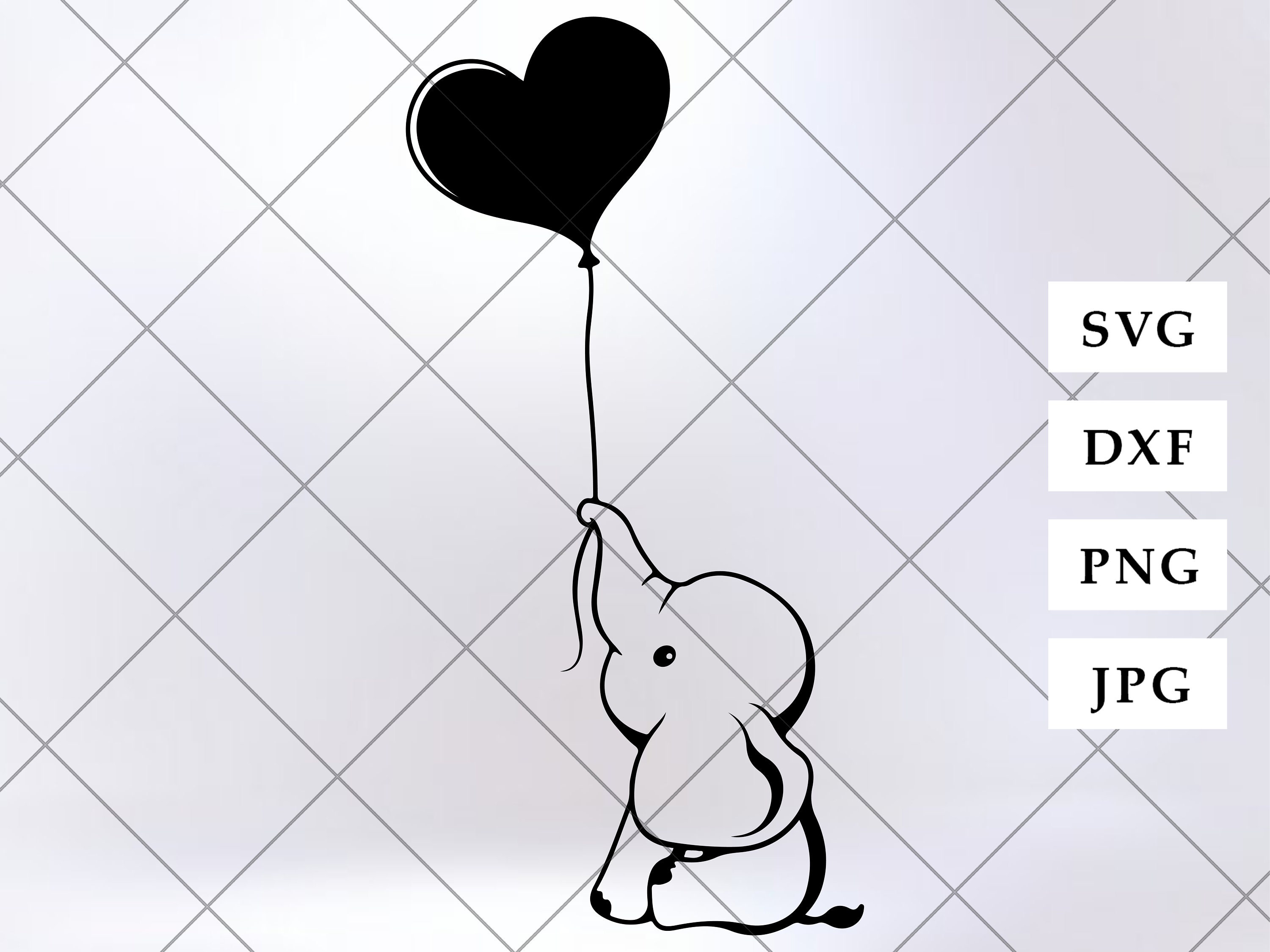 Baby Elephant With Balloon SVG Cute Elephant Girl Shirt - Etsy