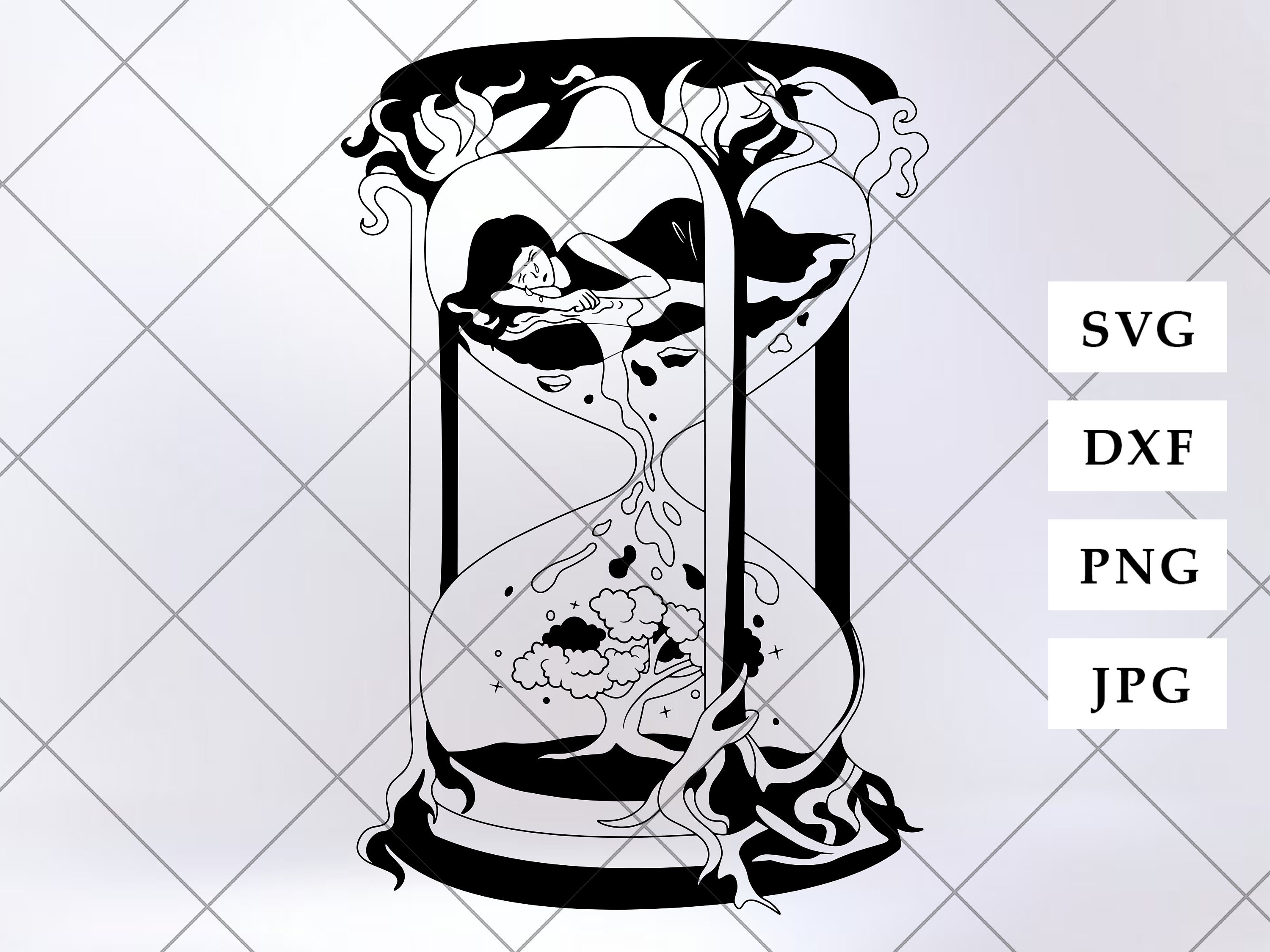 Hourglass Clipart Black And White Tree