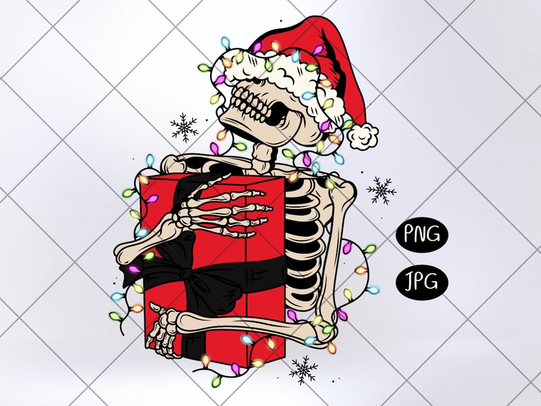 Christmas Skeletons Holding Present Png Santa Skeletons Png Christmas ...