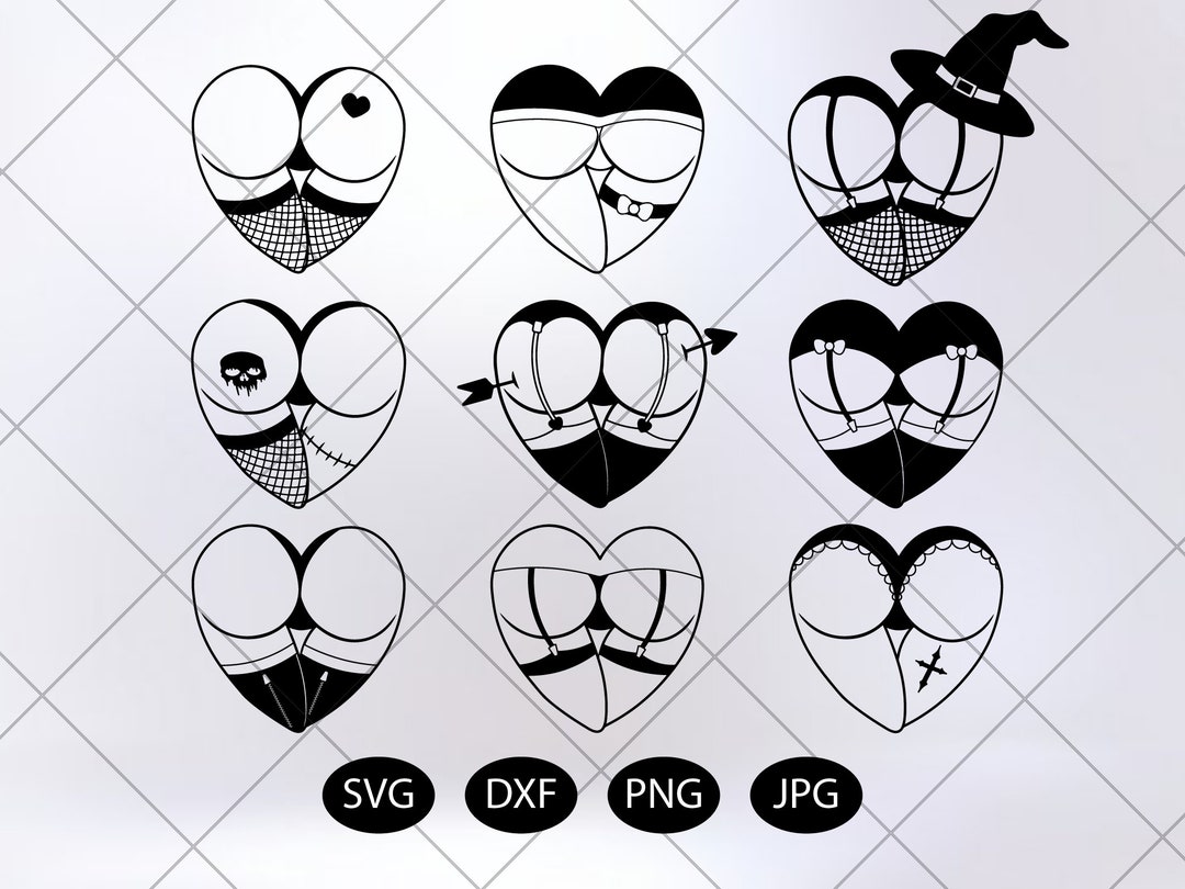 9 Woman Butt Heart Bundle SVG | Butt Painting Svg, Heart Ass Svg, Booty ...