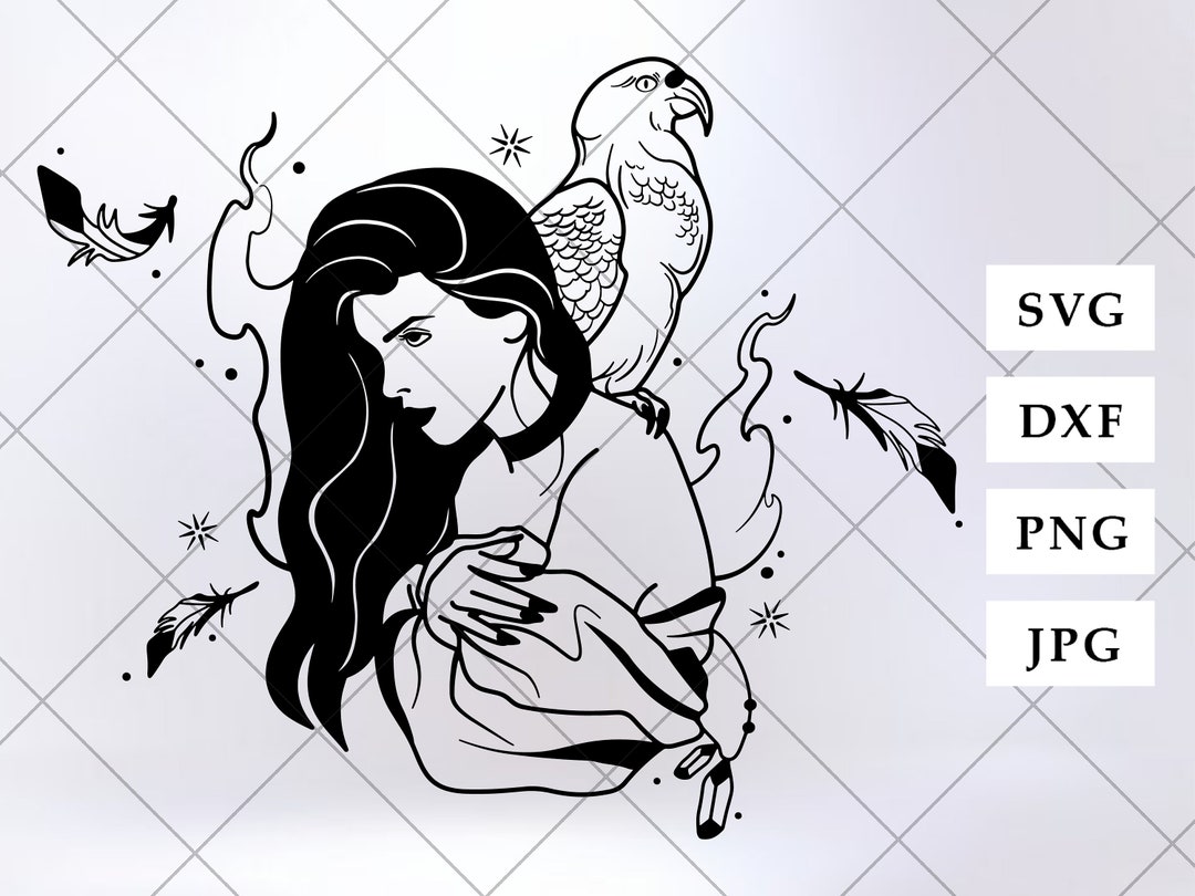 Gothic Girl Svg | Girl With Eagle Svg | Girl Tattoo - Fantasy Girl ...
