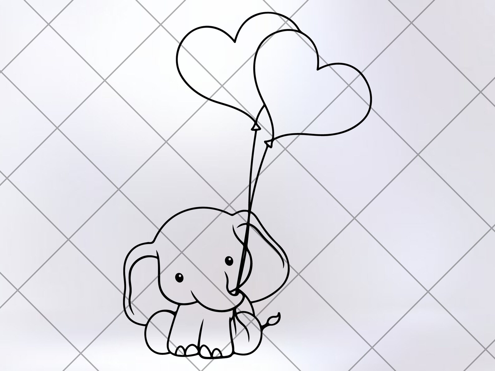 Baby Elephant With Balloon Bundle SVG | Cute Elephant Bundle - Girl ...