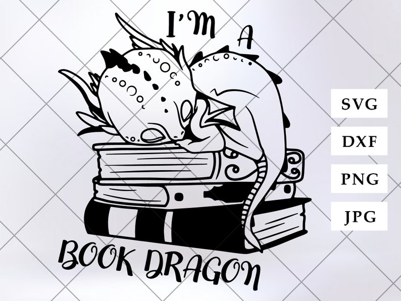 Book Dragon Svg Reading Librarian Cute Dragon Book - Etsy