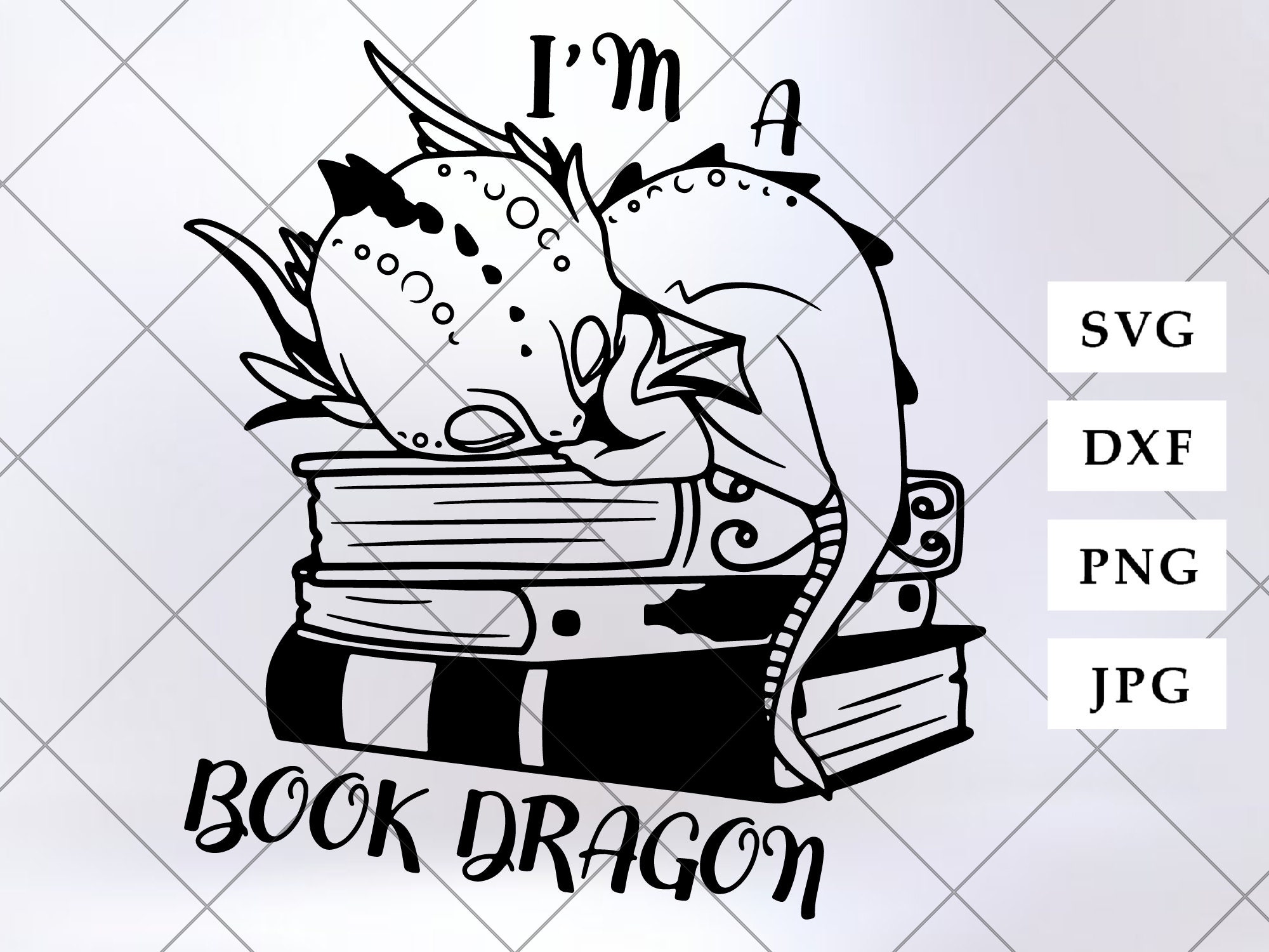 Book Dragon Svg Reading Librarian Cute Dragon Book - Etsy