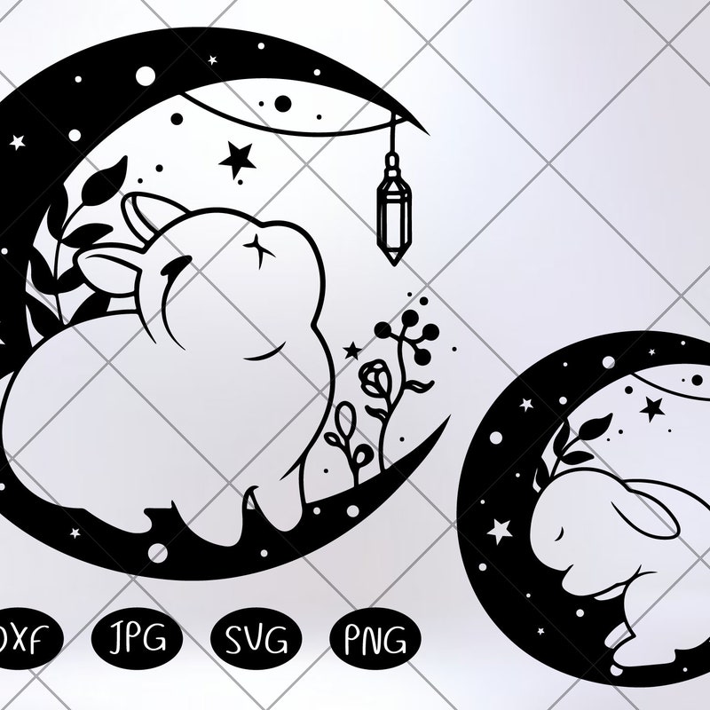 Rabbit in the Moon - Etsy