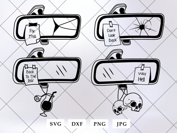 Car Mirror Bundle Svg Don't Look Back Way Hell Back - Etsy