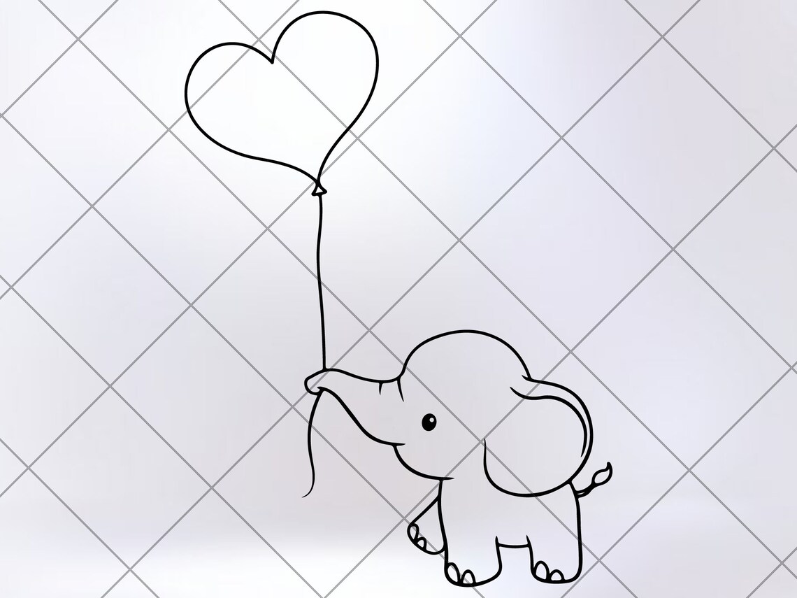 Baby Elephant With Balloon Bundle SVG | Cute Elephant Bundle - Girl ...