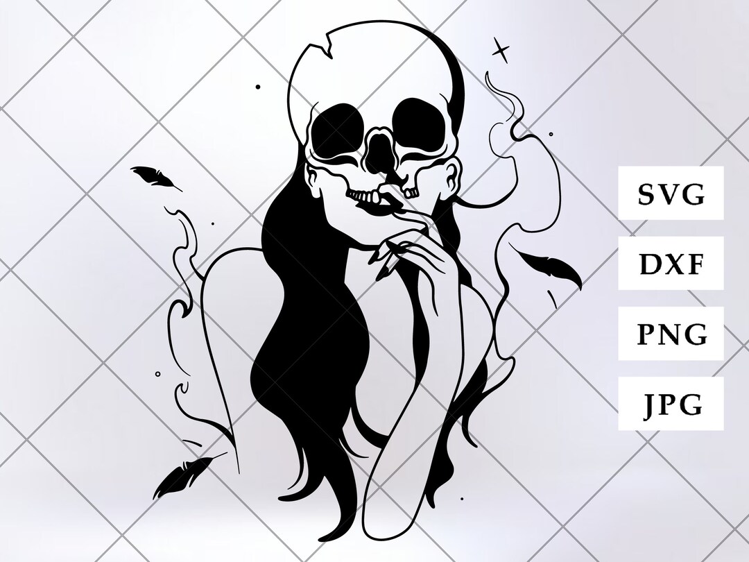 Woman With Skull Head Svg | Skull Girl - Skull Head Woman - Girl With ...