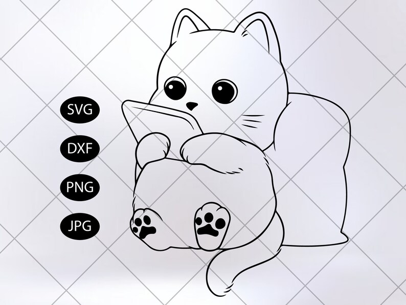 Cute Cat Playing Tablet Svg | Animal Play Smart Devices, Cat With ...