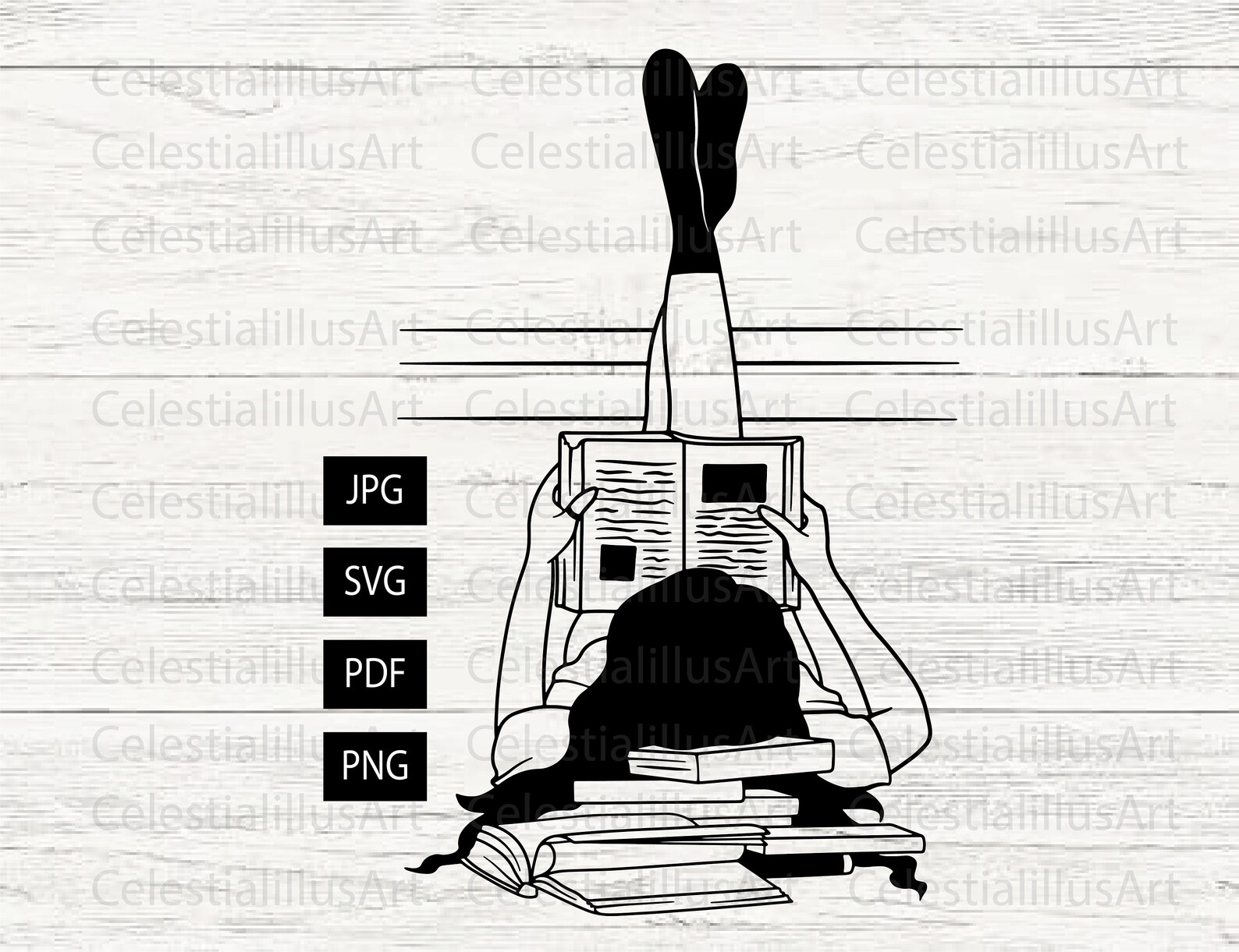 Girl reading book svg book art reading book svg girl | Etsy