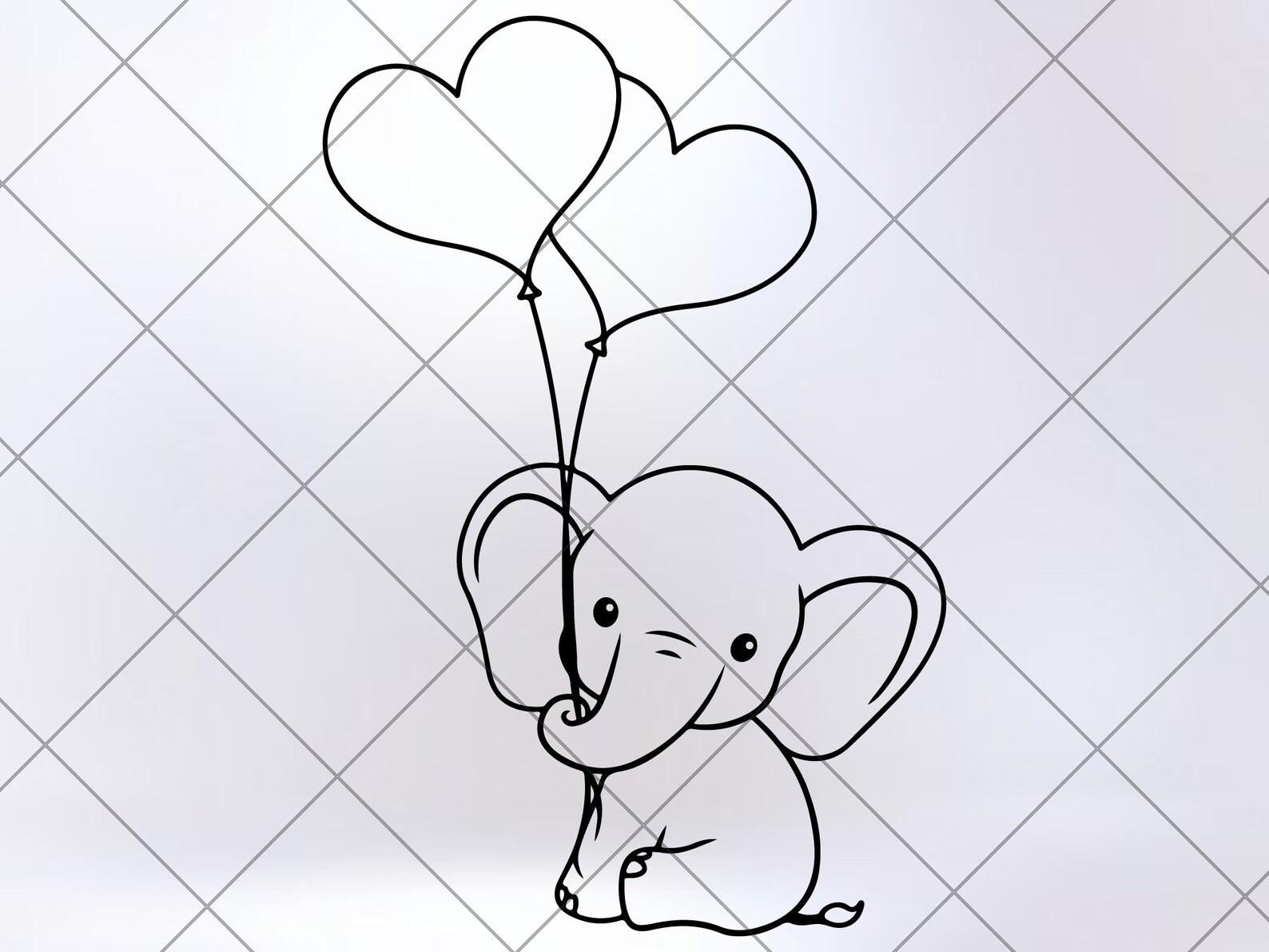 Baby Elephant With Balloon Bundle SVG | Cute Elephant Bundle - Girl ...