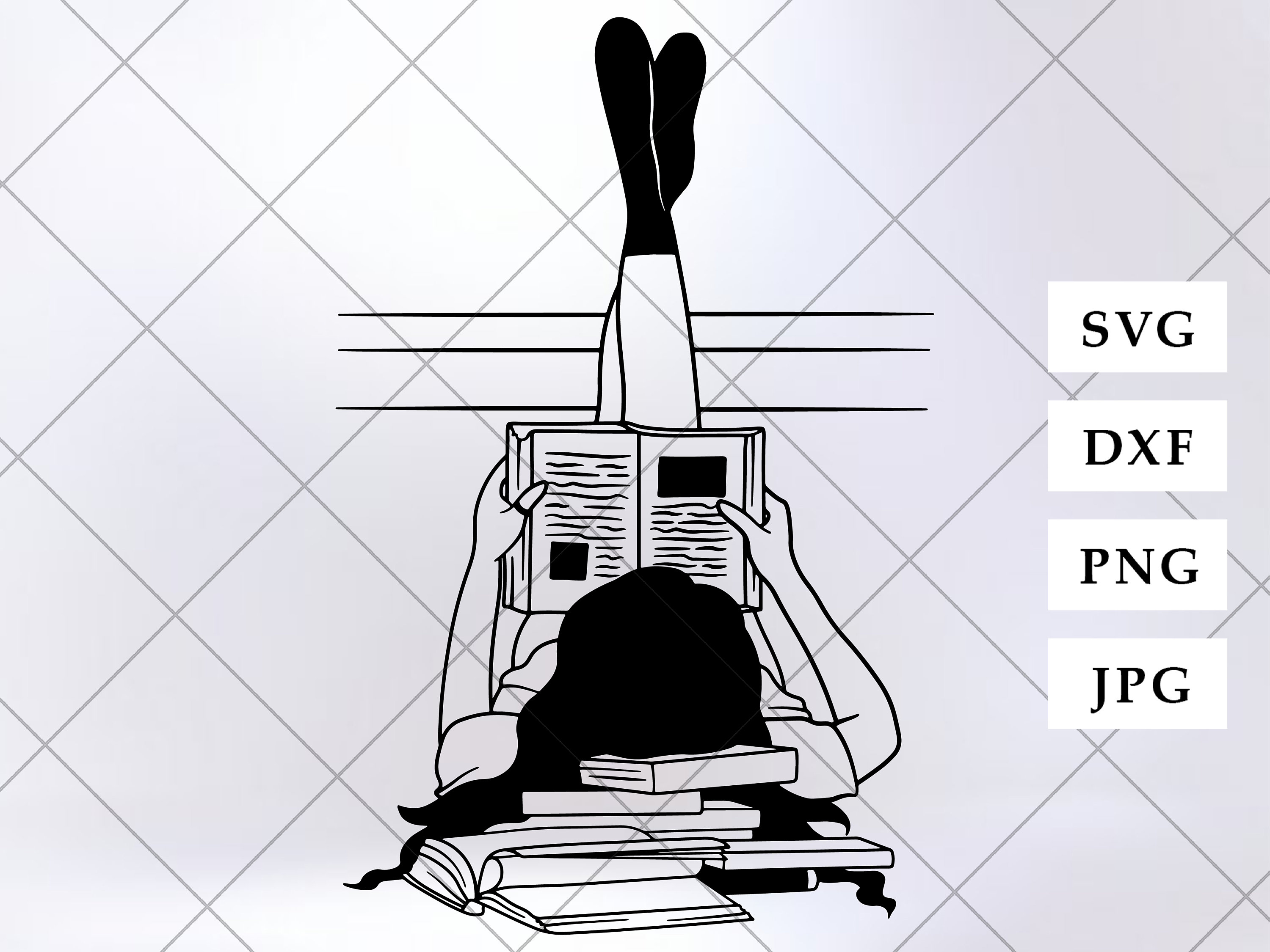 Girl Reading Book Svg Book Art Reading Book Svg Girl | Etsy