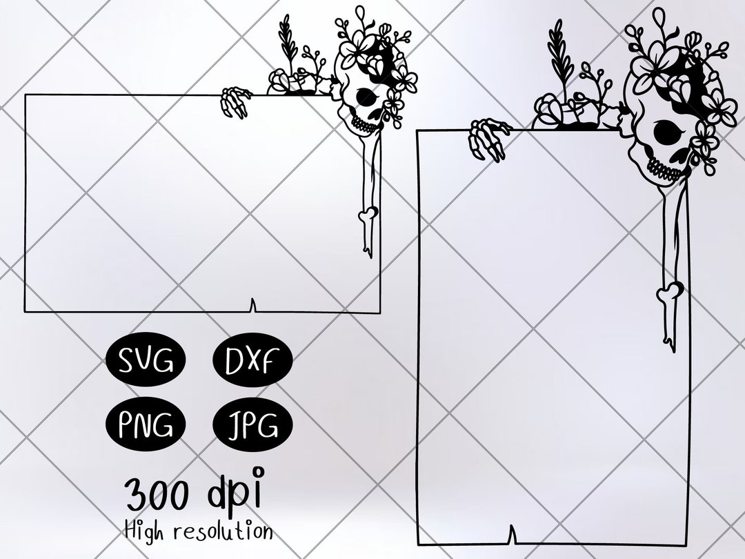 Floral Skeleton Frame Svg | Rectangle Frame Svg - Floral Frame Svg ...