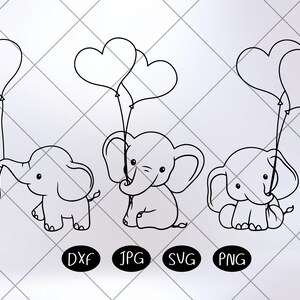 Baby Elephant With Balloon Bundle SVG | Cute Elephant Bundle - Girl ...