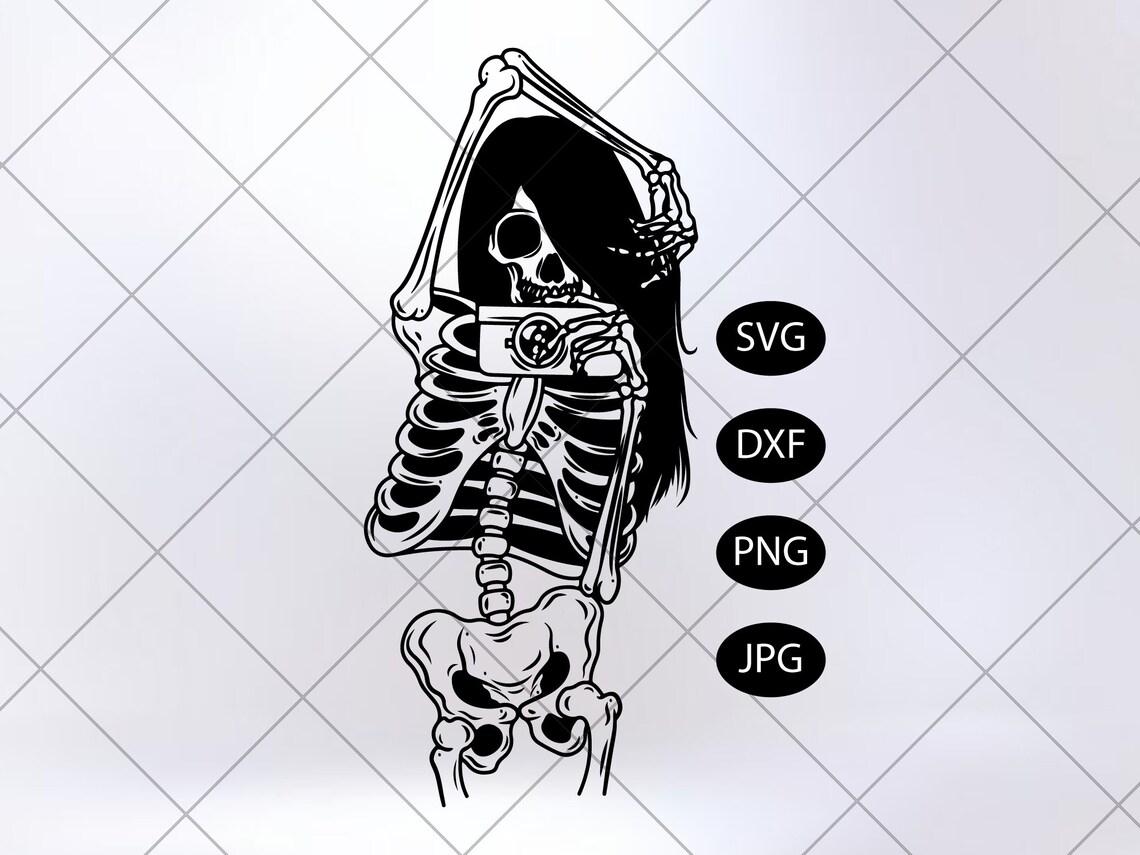 Selfie Skeleton Girl Svg | Horror Movie - Ghost Face Woman Svg - Skull ...