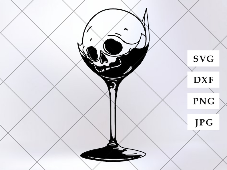 Skull In Wine Glass Svg Skull Whiskey Silhouette Death Potion Skull Cut File Drinker Stencil