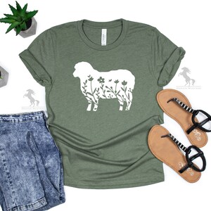Floral Sheep Shirt, Floral Sheep Tee, Floral Sheep T-shirt, Animal ...