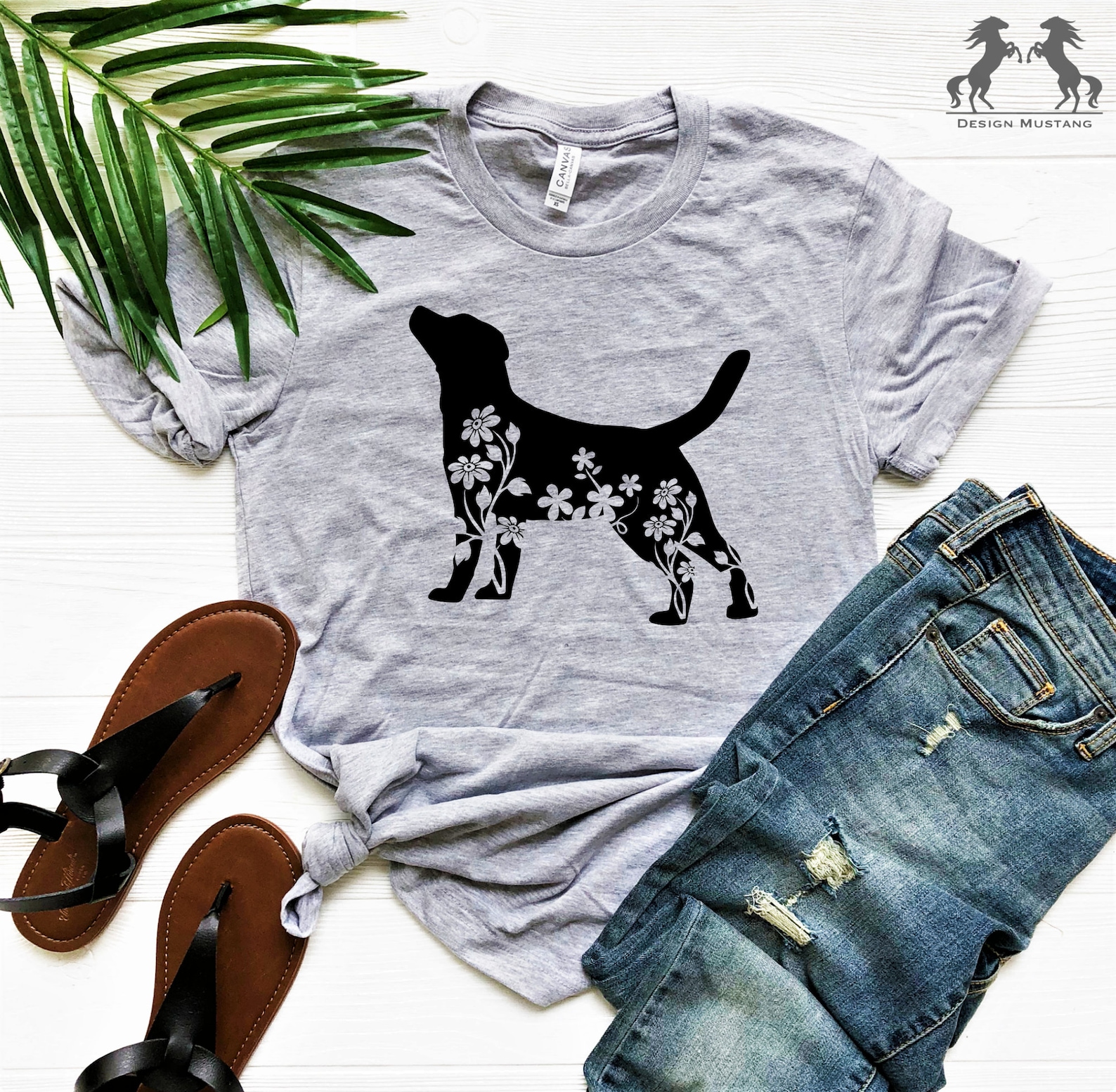 Floral Dog Shirt, Floral Dog Tee, Flower Dog Shirt, Animal Lover Tee ...