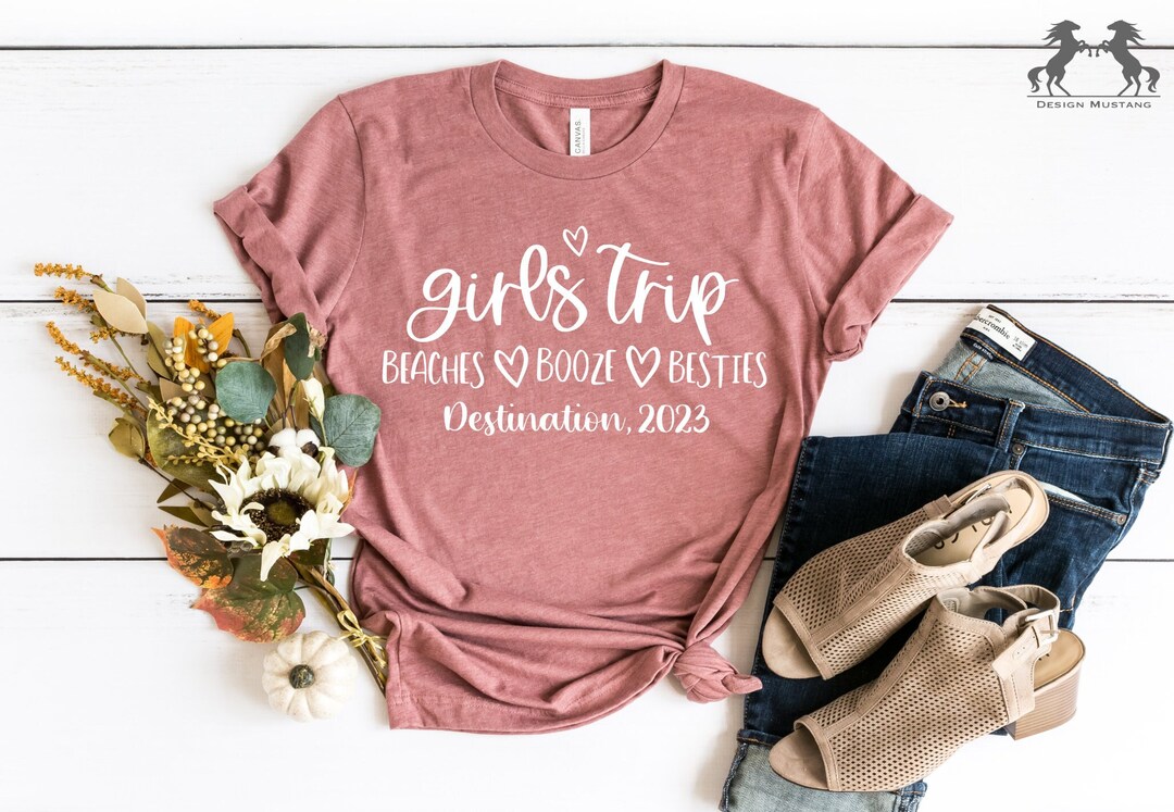 Personalized Girls Trip 2023 Shirt, Personalized Girls Trip Beaches Booze Besties 2023 Shirt ...