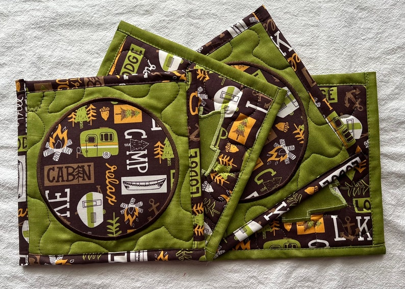 Cabin Lodge Camping Tent Bears Deer Moose Hot Pads Set - Etsy
