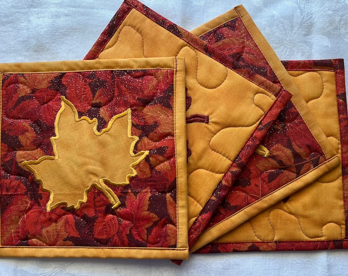 Fall Pot Holders, Quilted Potholders Handmade, Autumn Home Decor ...