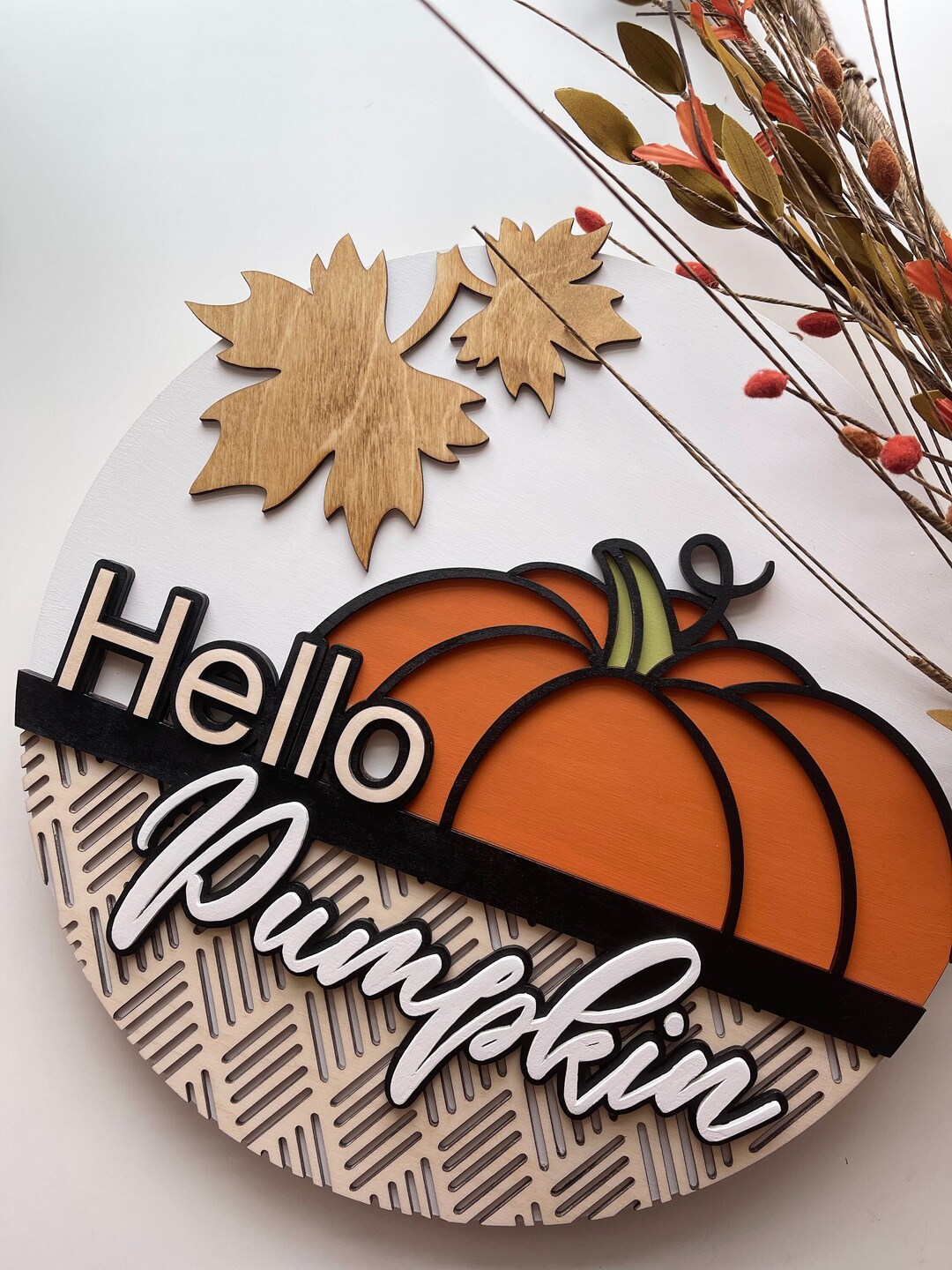 Fall Front Door Decor, Hello Pumpkin, Door Hanger, Fall Decor, Fall ...