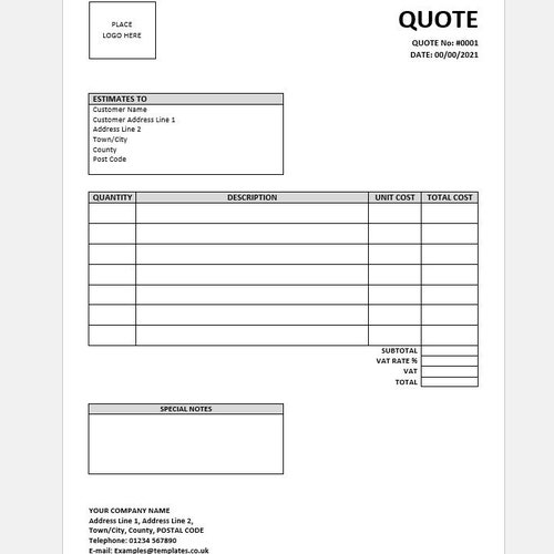 Downloadable Quote Template Printable Template Business | Etsy UK